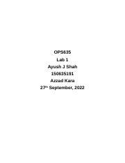 Lab1 Docx OPS635 Lab 1 Ayush J Shah 150635191 Azzad Kara 27th