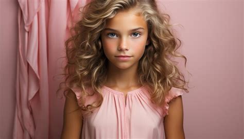 Premium Ai Image Cute Blond Girl Looking At Camera Smiling With