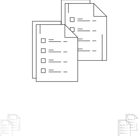 Document Analytics Data Copy Paper Resume Bold And Thin Black Line Icon Set 14703139 Vector Art