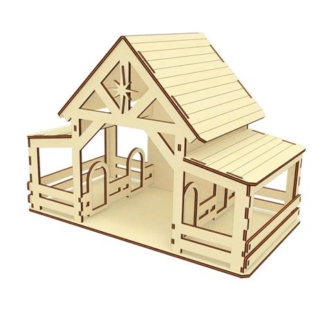 Cozy Nativity Barn With Horse Shutters And Star Glowforge Shop