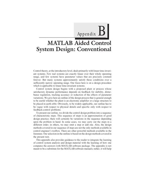 Matlab Aided Control System Design Conventional Pdf Control
