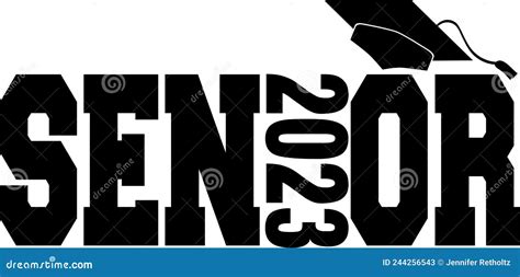 Senior Handwritten Text With Graduation Cap Vector Illustration CartoonDealer