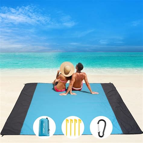 Toplus Beach Blanket Sandproof Beach Mat ‎83x78 For 5