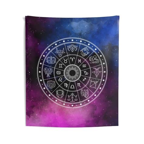 Astrology Tapestry Black Indoor Wall Tapestries Zodiac Etsy