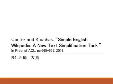 simple english wikipedia a new text simplification task pptx
