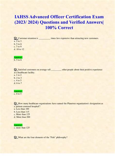 Iahss Advanced Officer Certification Exam 2023 2024 Questions And Verified Answers 100