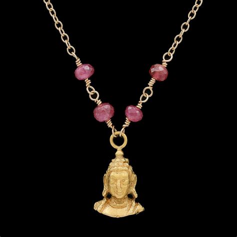 18k Ruby Buddha Pendant Necklace Sindur Style