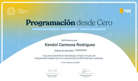 Certificado De Curso Programacion Desde Cero Pdf