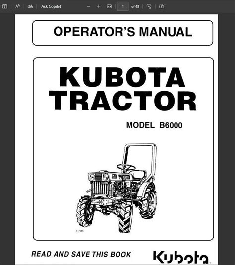 Operators Manual B6000 Kubota Tractor Maintenance B 6000 Pdf Download