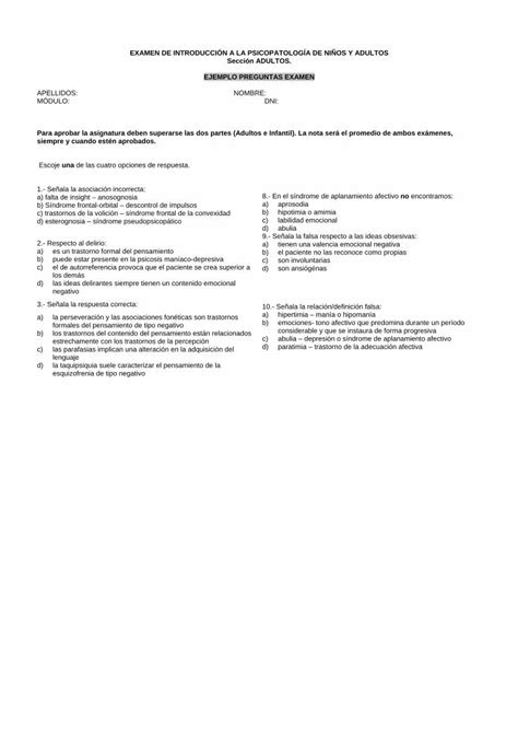 PDF EXAMEN DE INTRODUCCI A LA 0 pdfEXAMEN DE INTRODUCCIÓN A LA PSICOPATOLOGÍA DE NIÑOS Y