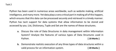 Solved Task 2 Python Has Been Used In Numerous Areas
