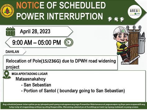 Notice Of Scheduled Power Interruption April 28 2023 Mataasnakahoy
