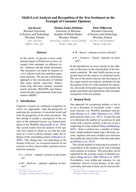 Pdf Multi Level Analysis And Recognition Of The Text Sentiment On The