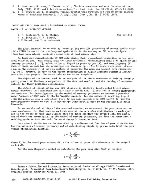 Pdf Investigation Of Pore Size Distribution In Porous Powder Materials By Different Methods
