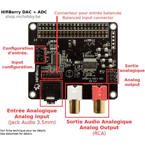 hifiberry dac entrée adc mchobby vente de raspberry pi arduino