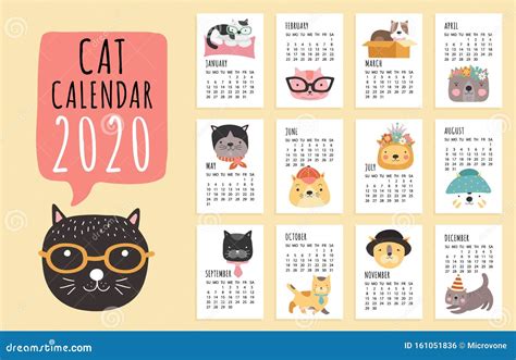 Календарь Cat Планировщик 2020 года с милыми карикатурными котами ...