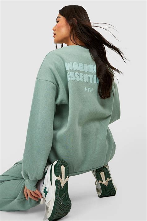 Wardrobe Essentials Slogan Oversized Sweater Boohoo