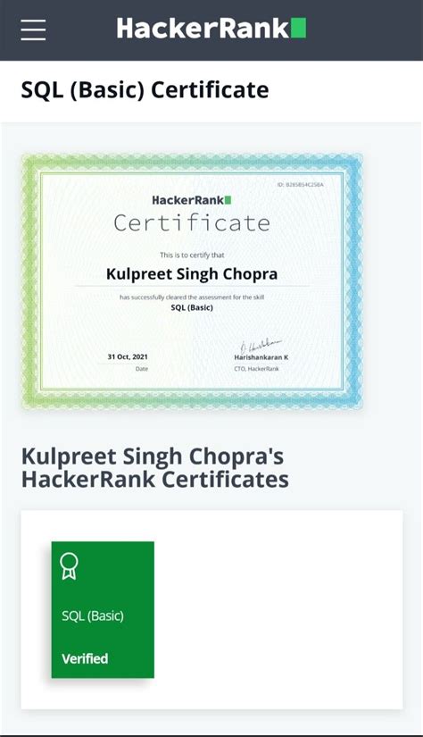 Kulpreet Chopra On Linkedin Sql Hackerrank Sql Cognizant