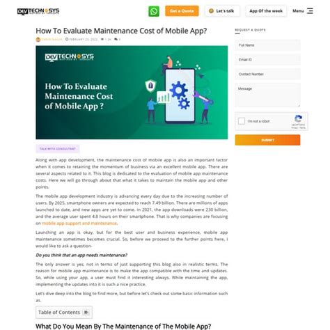 Mobile App Maintenance Cost In 2024 Dev Technosys Pdf