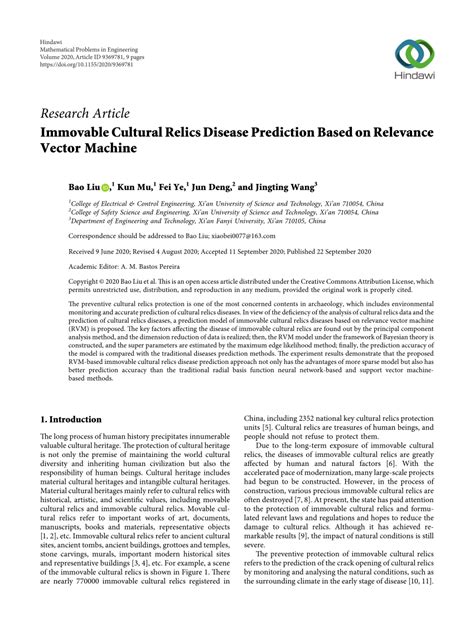 Full Article Immovable Cultural Relics Disease Prediction Based On