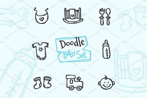 8 Doodle Icons Baby Set MasterBundles