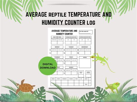 Printable Reptile Temperature And Humidity Counter Reptile Care Reptile Enclosure Temp