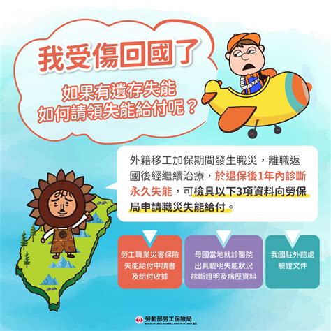 勞工保險局 外籍移工於加保期間發生職業災害 如有遺存失能，可請領失能給付！