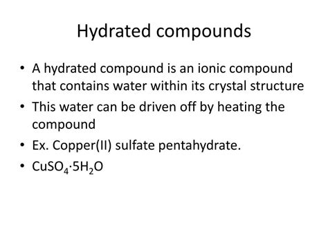 Ppt Understanding Hydrated Compounds And Acid Naming Conventions