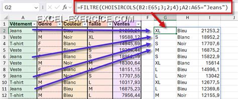 Fonction Choisircols Dans Excel