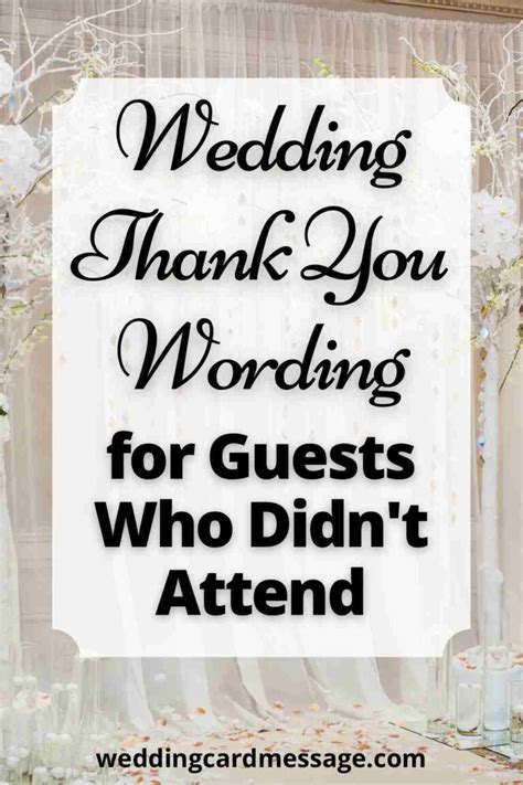 Wedding Thank You Wording For Guests Who Didn T Attend Wedding Card