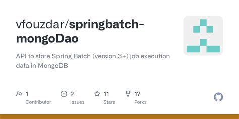 Github Vfouzdarspringbatch Mongodao Api To Store Spring Batch Version 3 Job Execution
