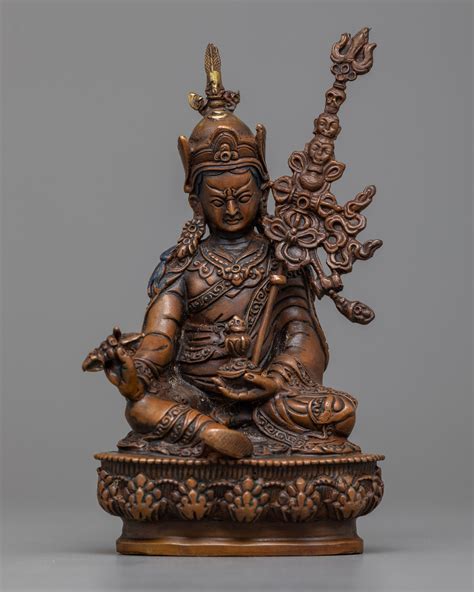 Oxidized Copper Guru Rinpoche Statue Machine Made Buddhist Master