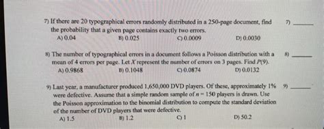 solved 7 7 if there are 20 typographical errors randomly