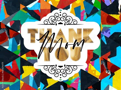 Thank You Mum Card Hand Written Lettering For Title Heading Photo