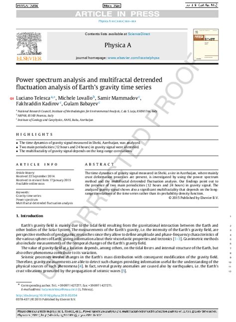 Pdf Power Spectrum Analysis And Multifractal Detrended Fluctuation
