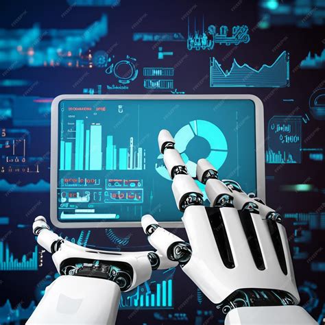 Premium Photo Robotic Rpa Big Data Analysis Automation Trading Robot Technology With Carts And