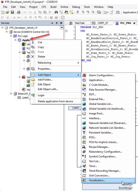 Setting Up Cmmt Using Point To Point Ethercat Version Using Codesys