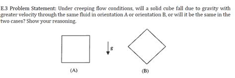Solved E3 ﻿problem Statement Under Creeping Flow