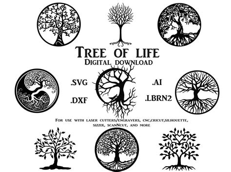 Tree of life collection 2 télécharger svg ai dxf lbrn2 Etsy France