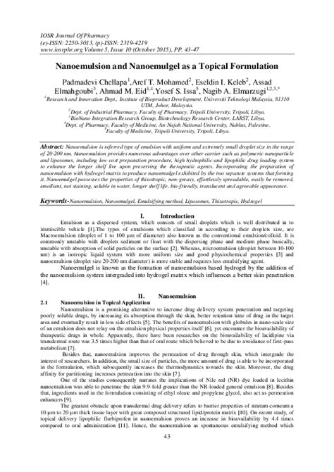 Pdf Nanoemulsion And Nanoemulgel As A Topical Formulation