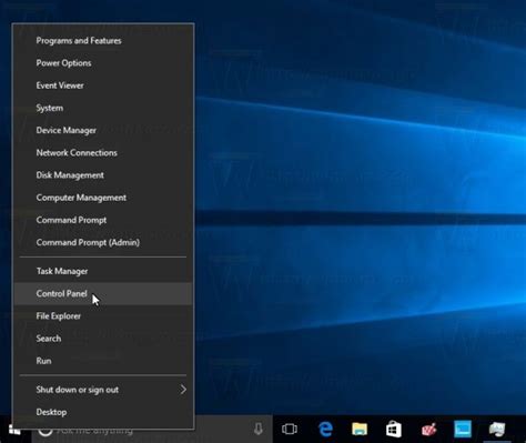 Restore Classic Control Panel Shortcuts To Win X Menu In Windows 10