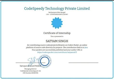 satyam singh on linkedin internship completed at codespeedy 🙂