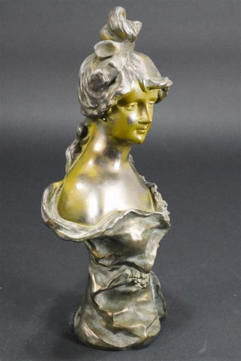 Lot Antique Spelter Bust Art Nouveau Woman