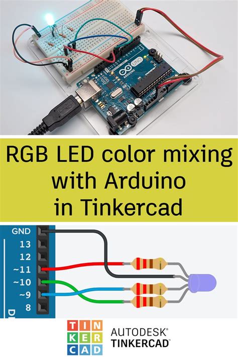 Rgb Led Color Mixing With Arduino Uno In Tinkercad