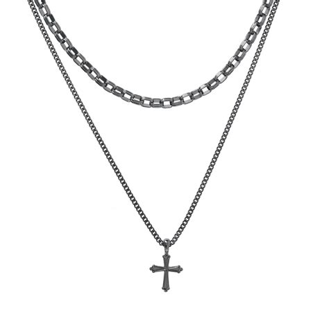 Fabric Multi Layer Necklace Black Watchshop