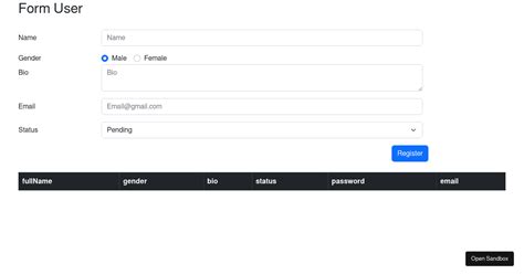 React Hook Form User Codesandbox