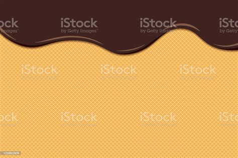 초콜릿 아이스크림이 녹아 구운 와플 표면에 흐르게 합니다 유약 웨이퍼 텍스처 달콤한 케이크 배경입니다 벡터 플랫 일러스트레이션 0명에 대한 스톡 벡터 아트 및 기타 이미지