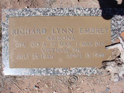Lcpl Richard Lynn Rick” Embrey 1946 1968 Find A Grave Memorial