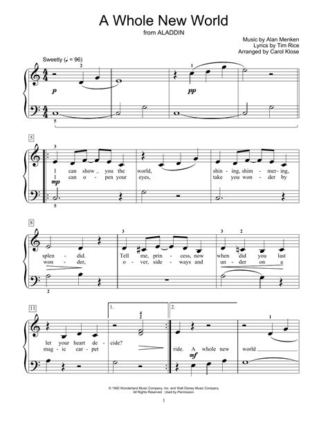 A Whole New World Sheet Music Direct