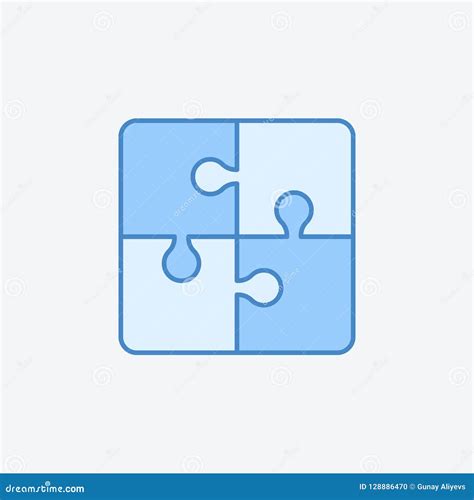Four Piece Puzzle Diagram 2 Colored Line Icon Simple Dark And Light